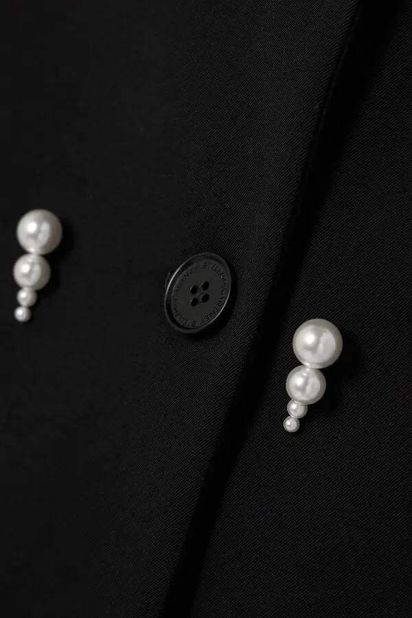 Stella McCartney Oversized Wool-blend Blazer With Faux Pearl Embellishments