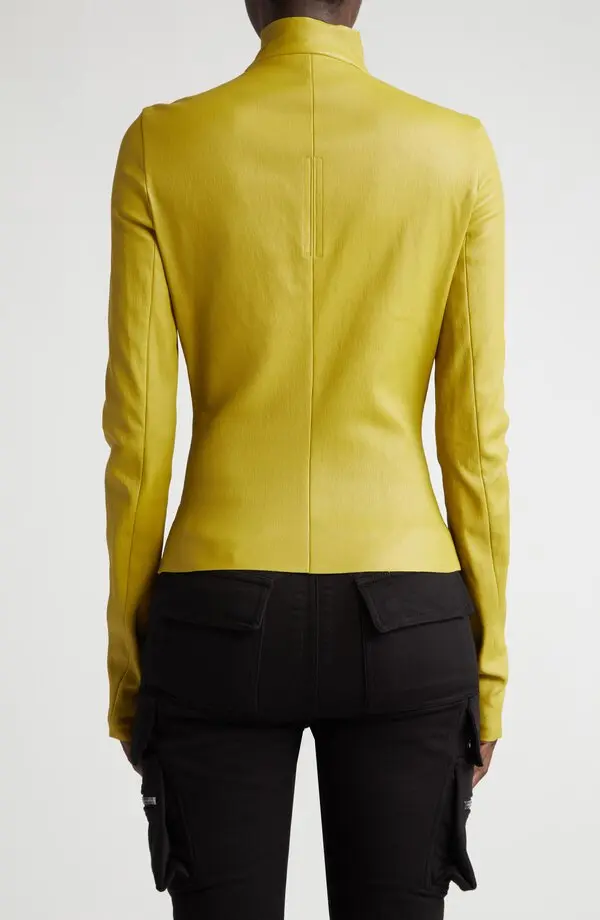 Rick Owens Gary Asymmetric Coated Leather Blend Jacket