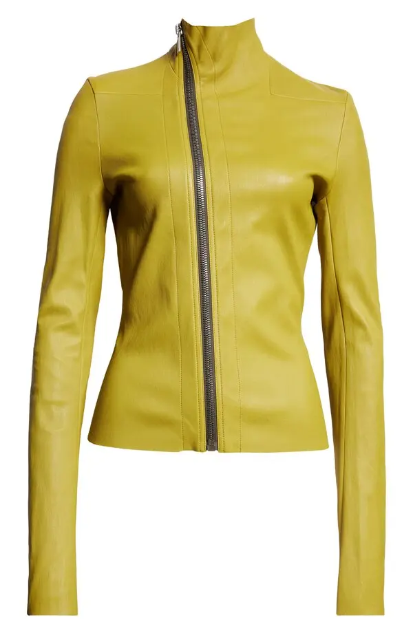 Rick Owens Gary Asymmetric Coated Leather Blend Jacket
