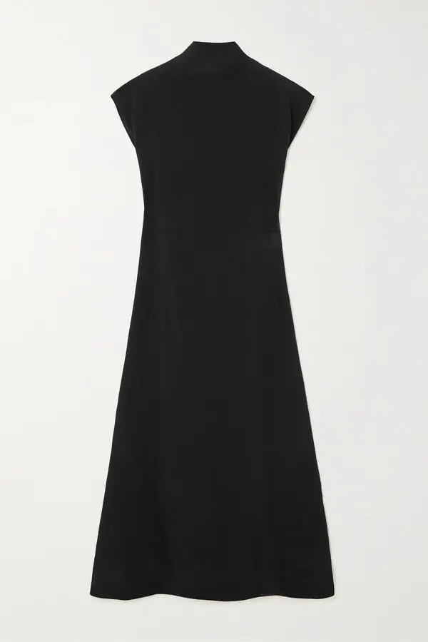 Gauchère Twill Midi Dress - Black