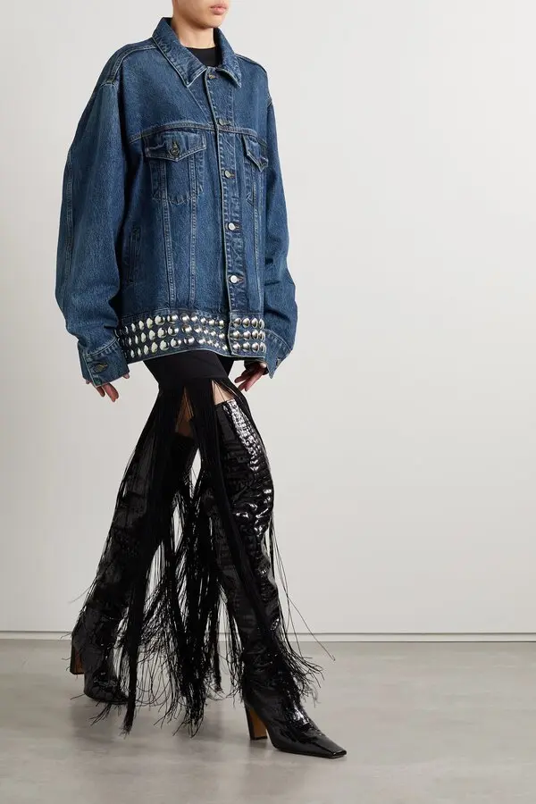 Khaite Grizzo Oversized Studded Denim Jacket - Blue | Editorialist