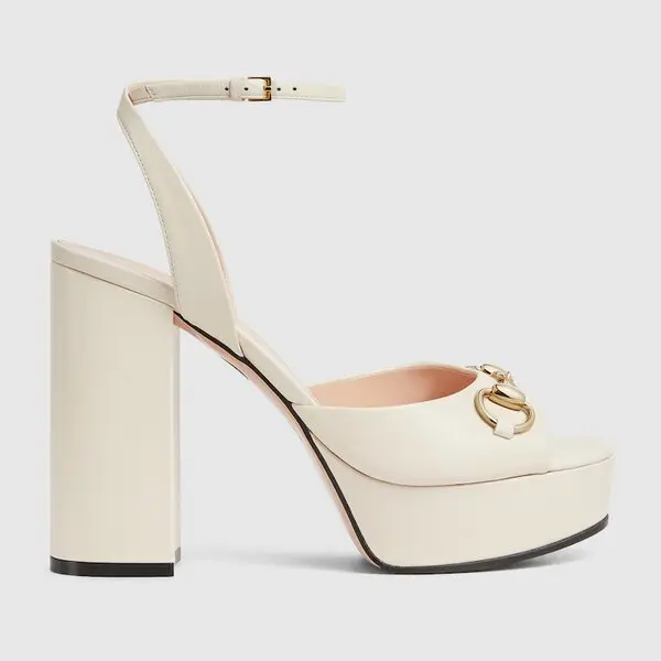 Gucci Horsebit Platform Sandals - White