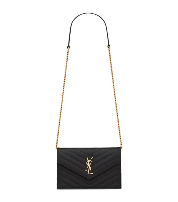 Saint Laurent Monogram Matelassé Envelope Chain Wallet