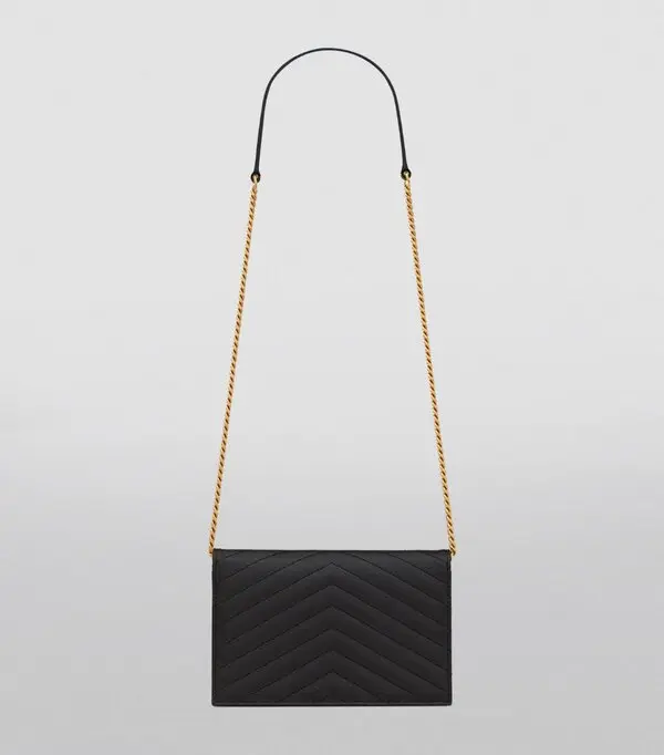 Saint Laurent Monogram Matelassé Envelope Chain Wallet