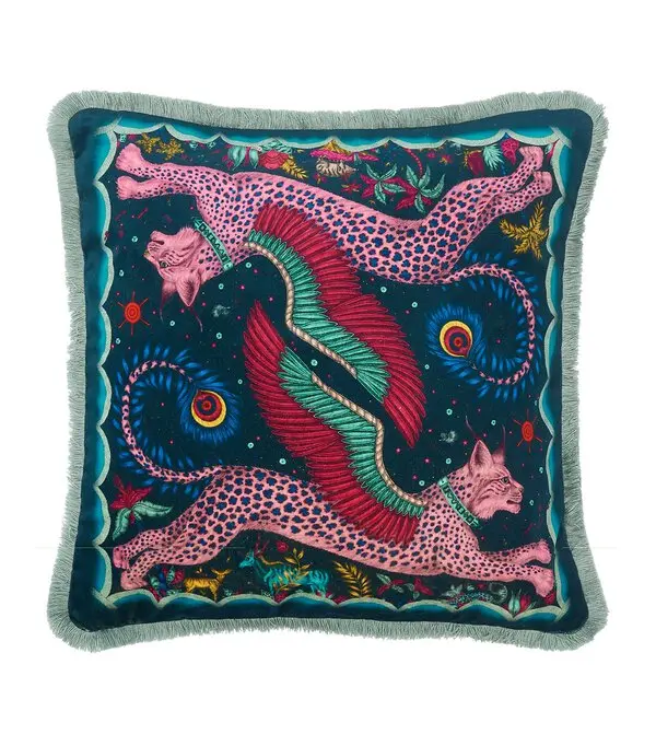 EMMA J SHIPLEY Velvet Lynx Cushion - Pink
