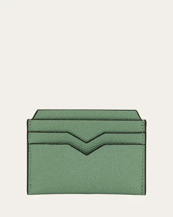VALEXTRA V-slot Leather Card Case - Eucalipto