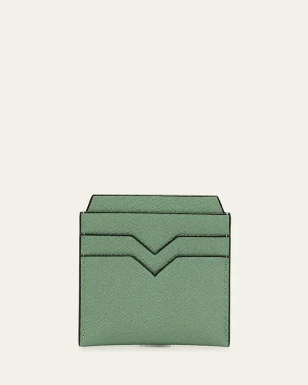 VALEXTRA V-slot Leather Card Case - Eucalipto