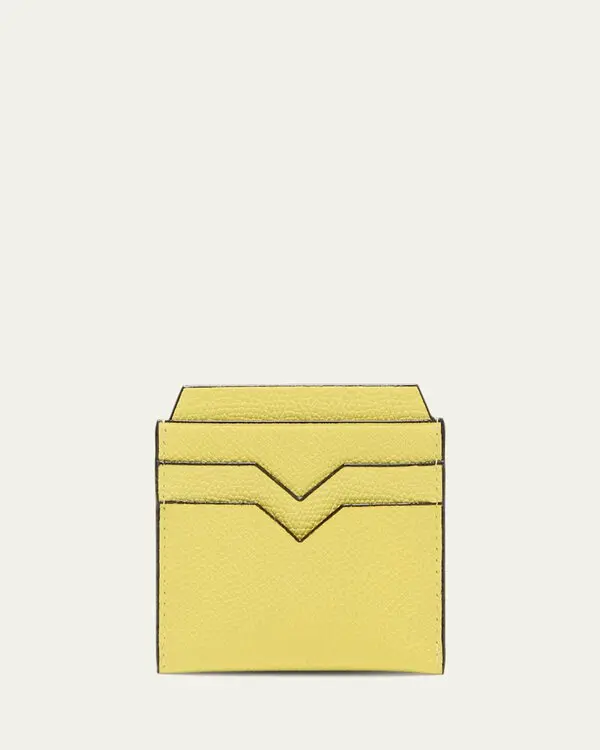 VALEXTRA V-slot Leather Card Case - Eucalipto