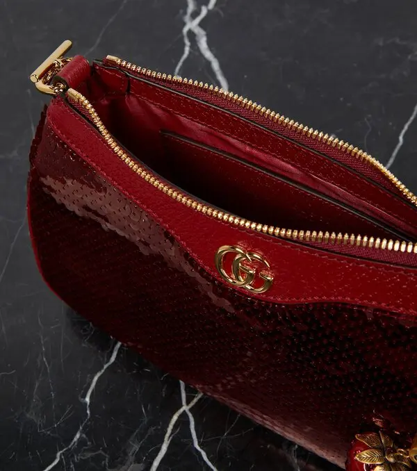 Gucci Ophidia Small Sequined Shoulder Bag Red Editorialist