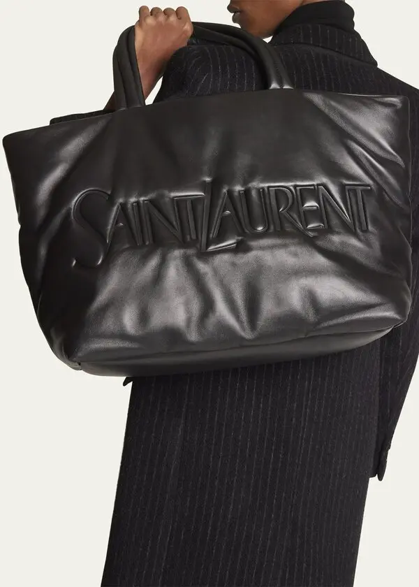 Saint Laurent Embossed Padded Leather Tote Bag