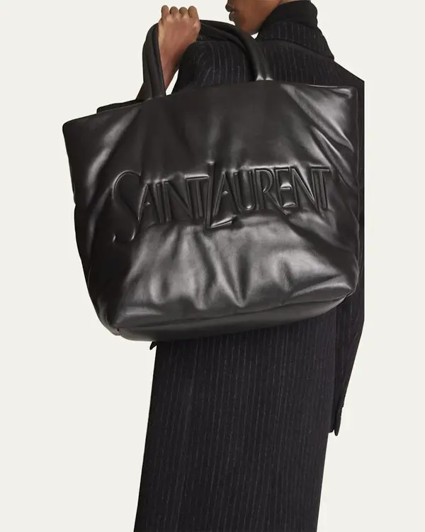 Saint Laurent Embossed Padded Leather Tote Bag