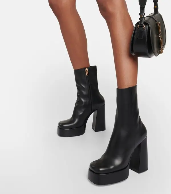 Versace Medusa Aevitas Leather Platform Boots