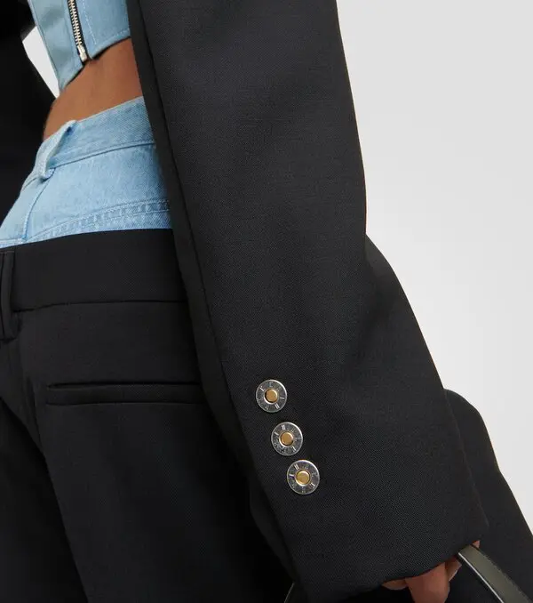 DION LEE Wool And Denim Bustier Blazer - Blue