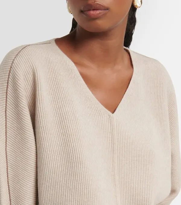 Brunello Cucinelli Wool, Cashmere And Silk V-neck Sweater