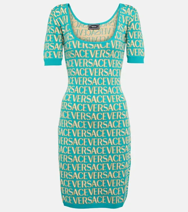 Versace Allover Intarsia Minidress - Multicoloured