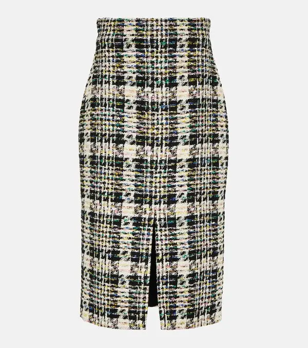 Alexander McQueen Checked Tweed Midi Pencil Skirt