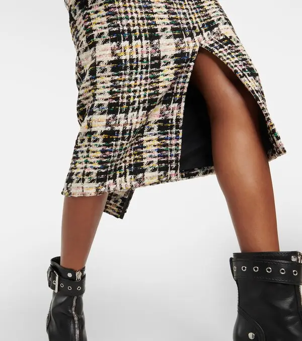 Alexander McQueen Checked Tweed Midi Pencil Skirt