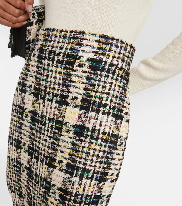 Alexander McQueen Checked Tweed Midi Pencil Skirt