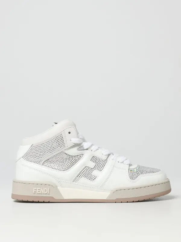 Fendi Match Sneakers In Leather With Rhinestones