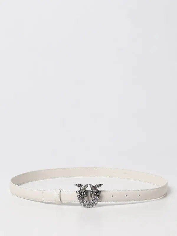 Pinko Love Birds Leather Belt - White