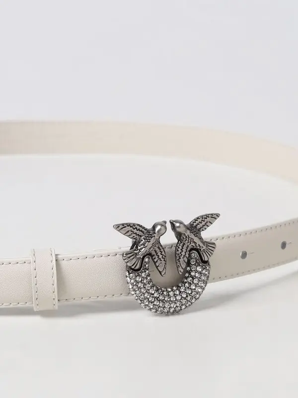 Pinko Love Birds Leather Belt - White