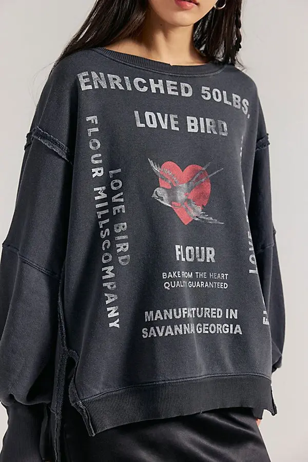 Free People Graphic Duck Pullover - Bird Combo