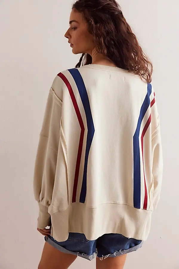 Free People We The Free Graphic Camden Pullover - Stars Stripes Combo