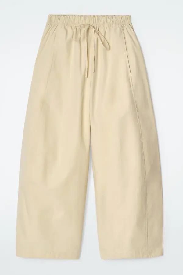 Cos Elasticated Barrel-leg Trousers - Beige