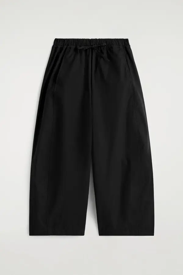 Cos Elasticated Barrel-leg Pants In Cotton - Black