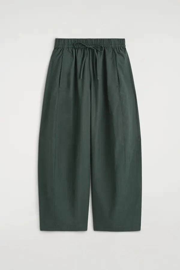 Cos Elasticated Barrel-leg Pants - Green