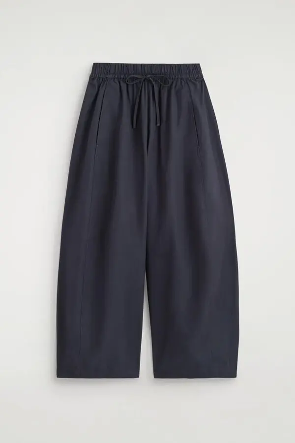 Cos Elasticated Barrel-leg Pants - Navy