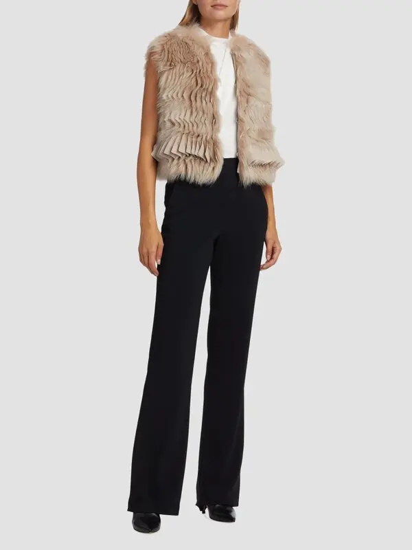 Giorgio Armani Pleated & Dyed Shearling Vest - Light Walnut