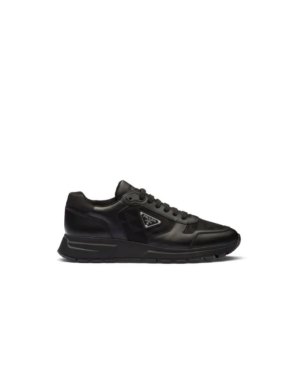 Prada Leather And Re-nylon High-top Sneakers