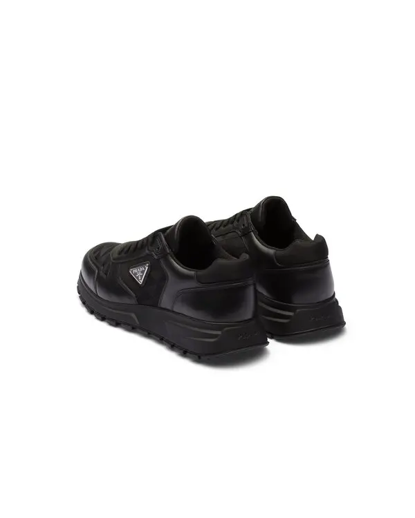 Prada Leather And Re-nylon High-top Sneakers