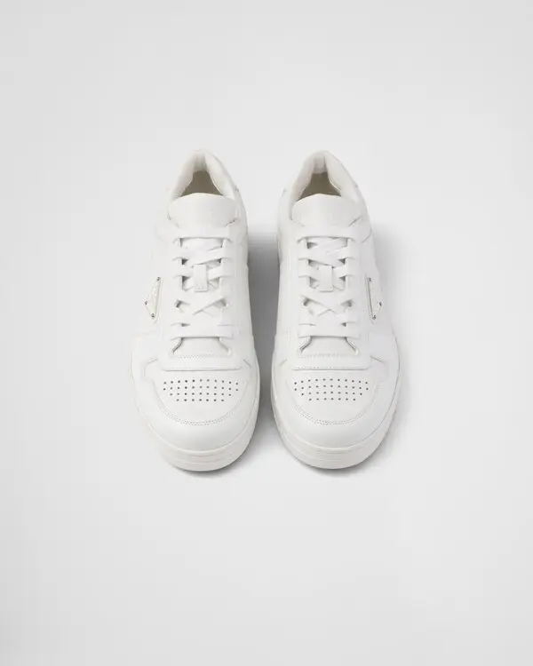 Prada Downtown Leather Sneakers - White