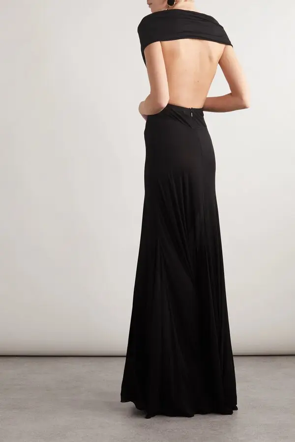 Saint Laurent Off-the-shoulder Draped Chiffon Maxi Dress