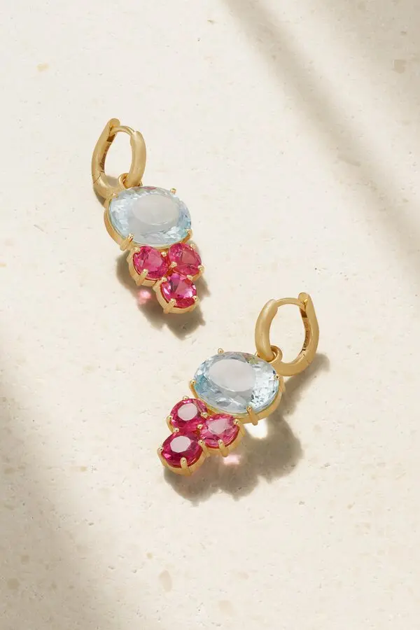 Irene Neuwirth Gemmy Gem 18-karat Aquamarine And Tourmaline Drop Earrings - Gold