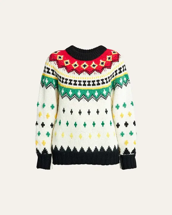 Moncler Intarsia Knit Wool Crewneck