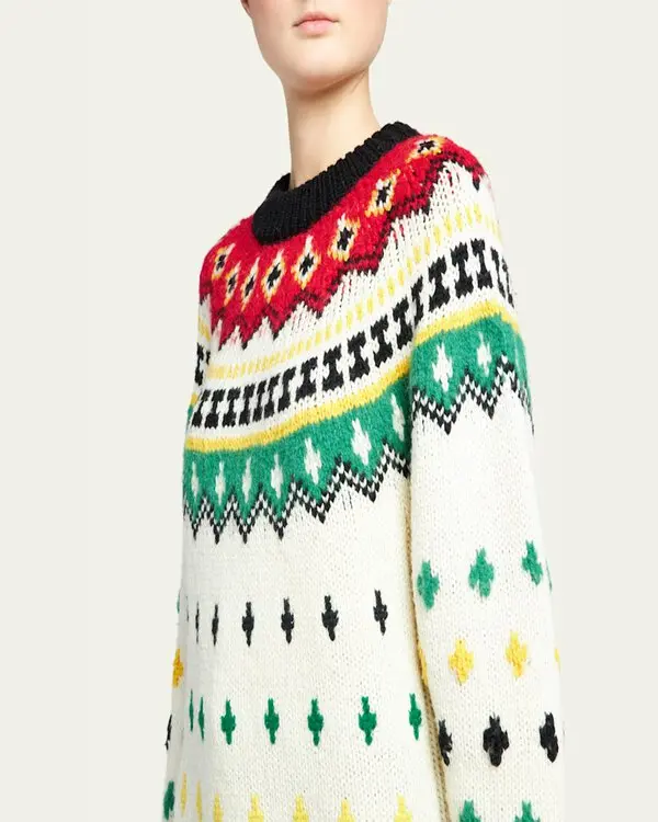 Moncler Intarsia Knit Wool Crewneck