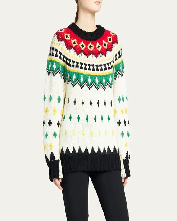 Moncler Intarsia Knit Wool Crewneck