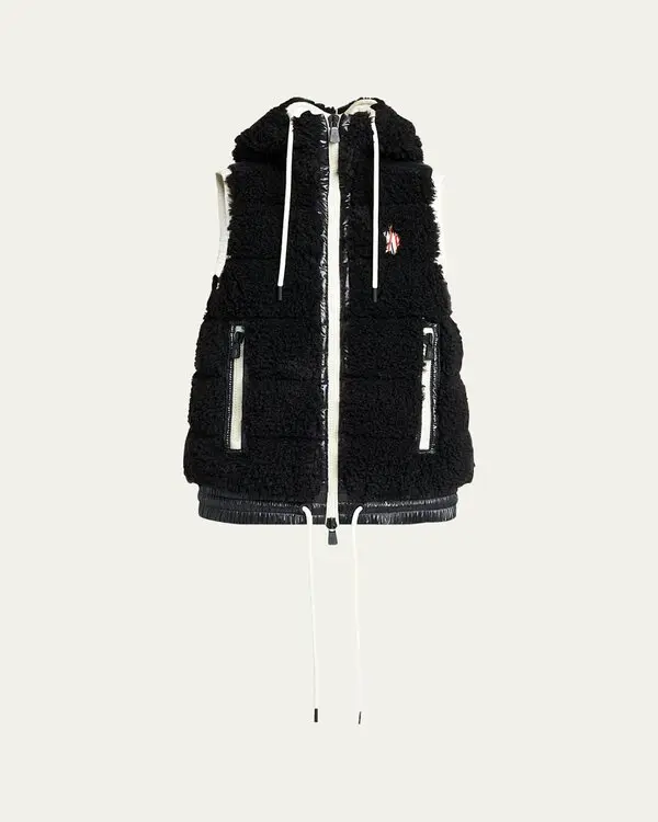 Moncler Faux Sherpa Puffer Vest - Black