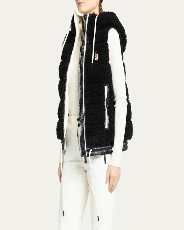 Moncler Faux Sherpa Puffer Vest - Black