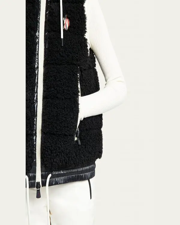 Moncler Faux Sherpa Puffer Vest - Black