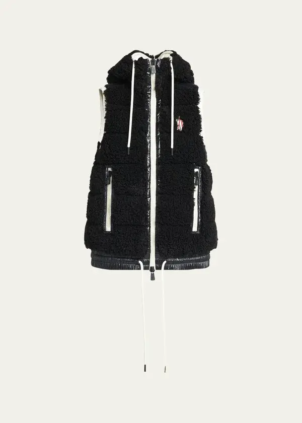 Moncler Faux Sherpa Puffer Vest - Black