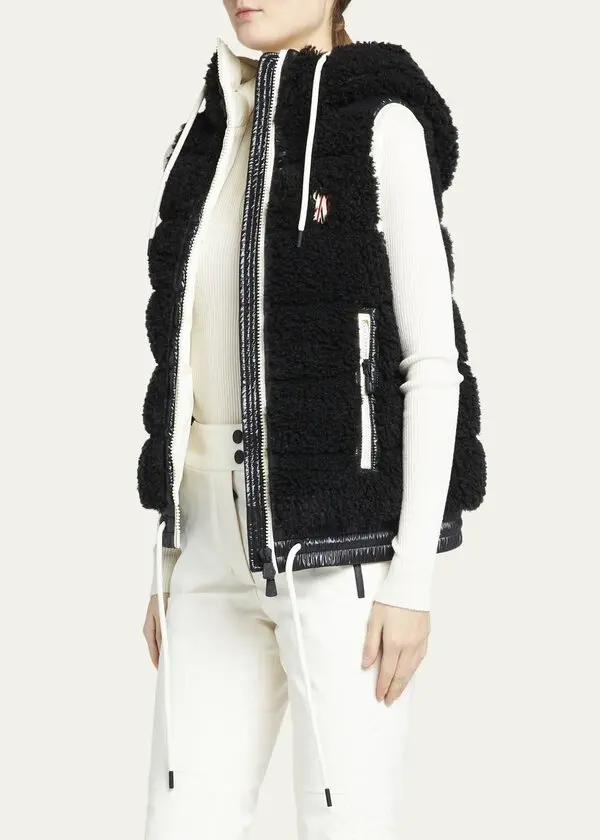 Moncler Faux Sherpa Puffer Vest - Black