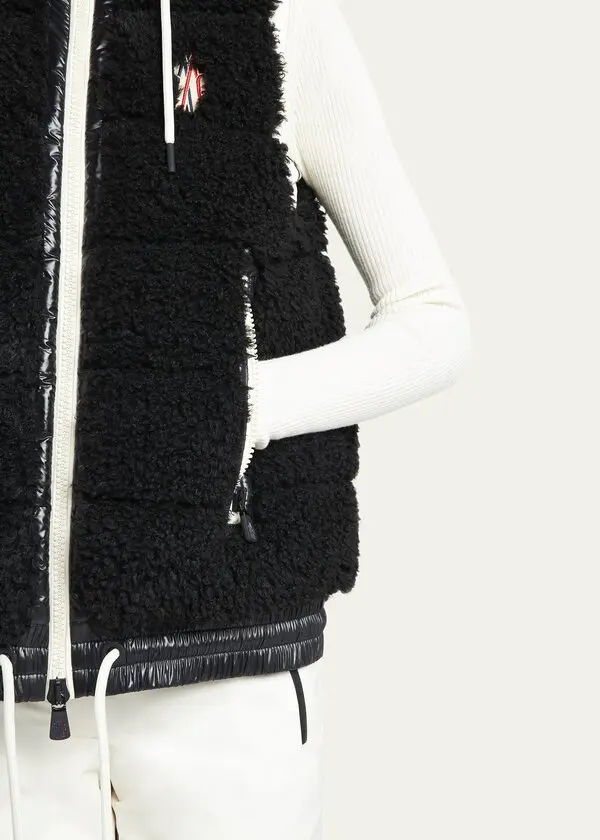 Moncler Faux Sherpa Puffer Vest - Black