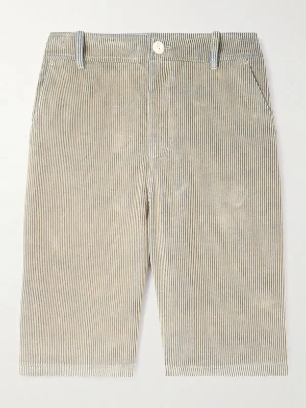 THE ELDER STATESMAN Straight-leg Cotton-corduroy Shorts - Neutrals
