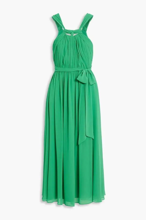 sachin and babi light blue dress Badgley Mischka Women's Pleated V-Neck Gown - Dark Emerald