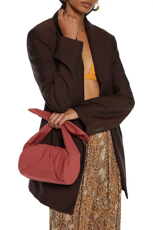 REJINA PYO Nane Knotted Printed Satin Jacquard Tote