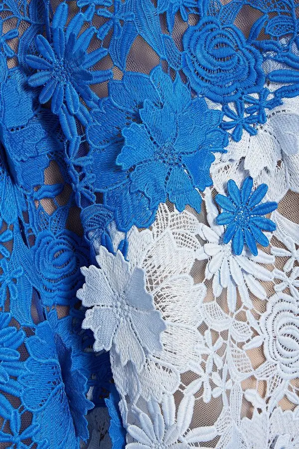 Marchesa Two-Tone Guipure Lace Midi Dress In Blue - 65% Off | Editorialist